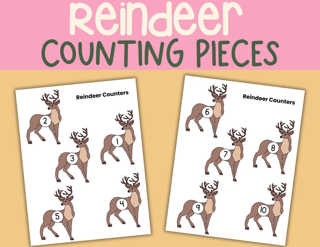 Reindeer Counting Pieces Math Manipulatives 1-30 (printable PDF) Winter ...