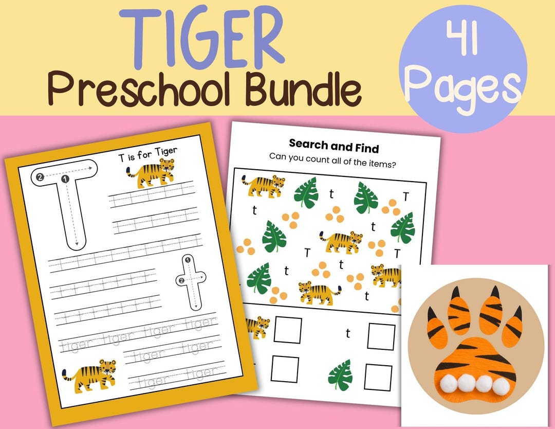 Tiger Preschool Activity Pack: Letter T Week Lesson Plan (41 Page PDF ...