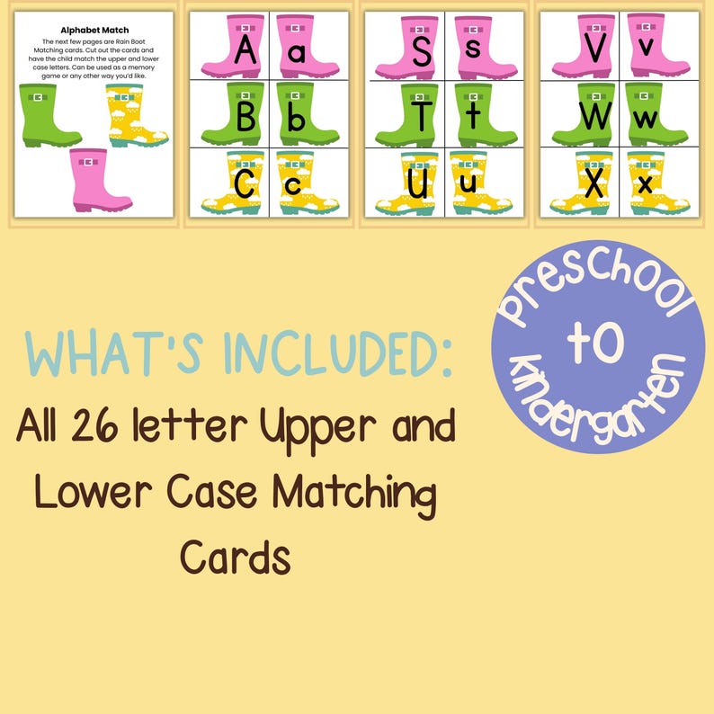 Rain Boot Alphabet Match Game: Spring Preschool Activity (digital ...