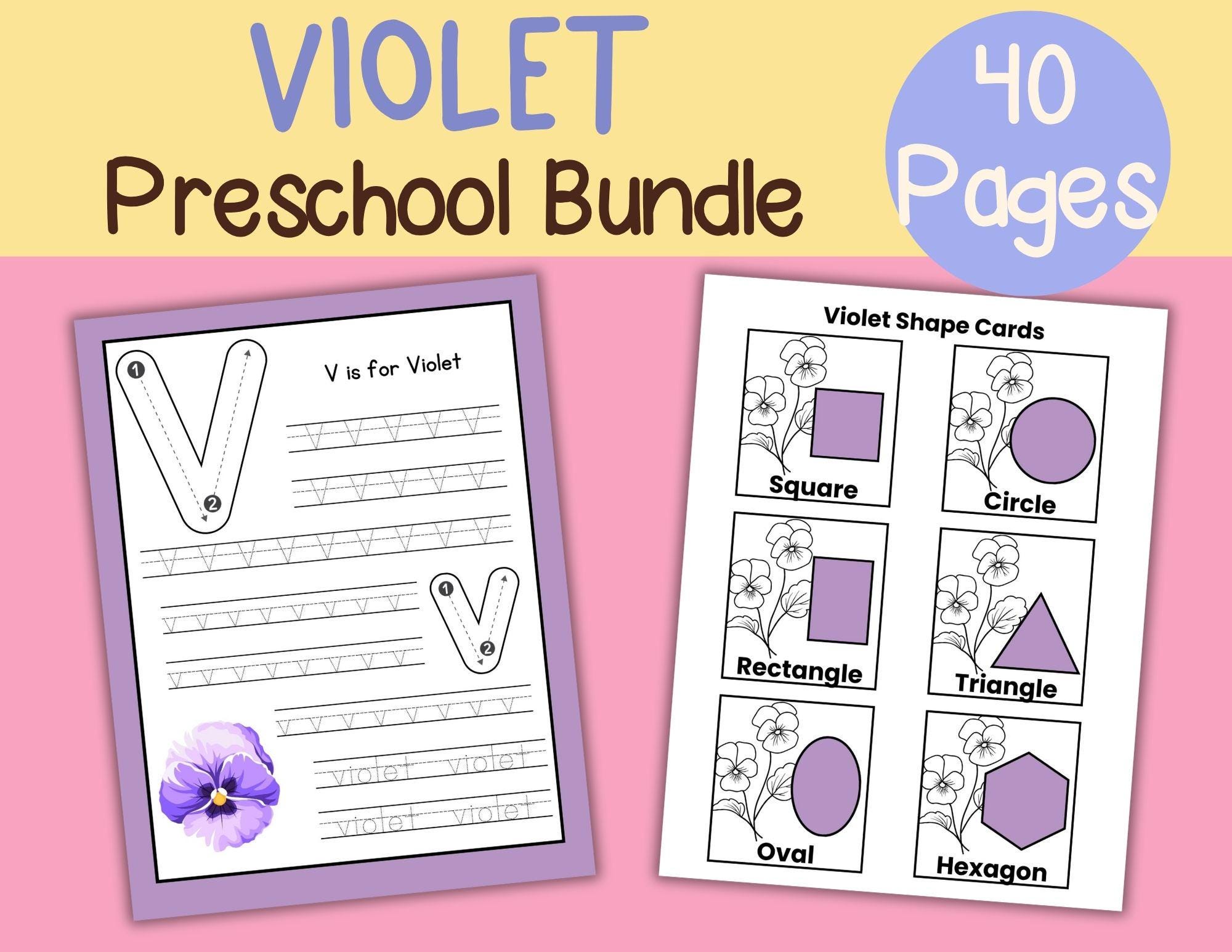 Violet Preschool Activity Sheets Bundle V is for Violet Letter Week ...