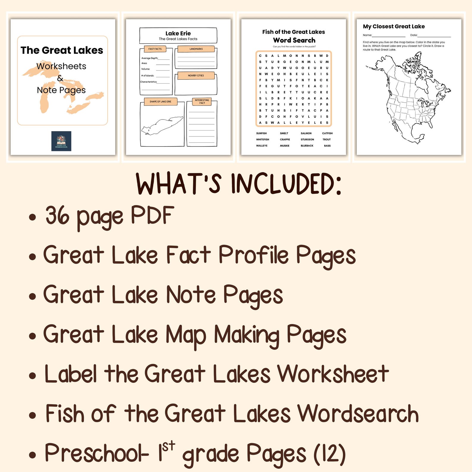 Great Lakes Worksheets and Note Pages North American Great Lakes ...