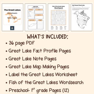 Great Lakes Worksheets and Note Pages North American Great Lakes ...