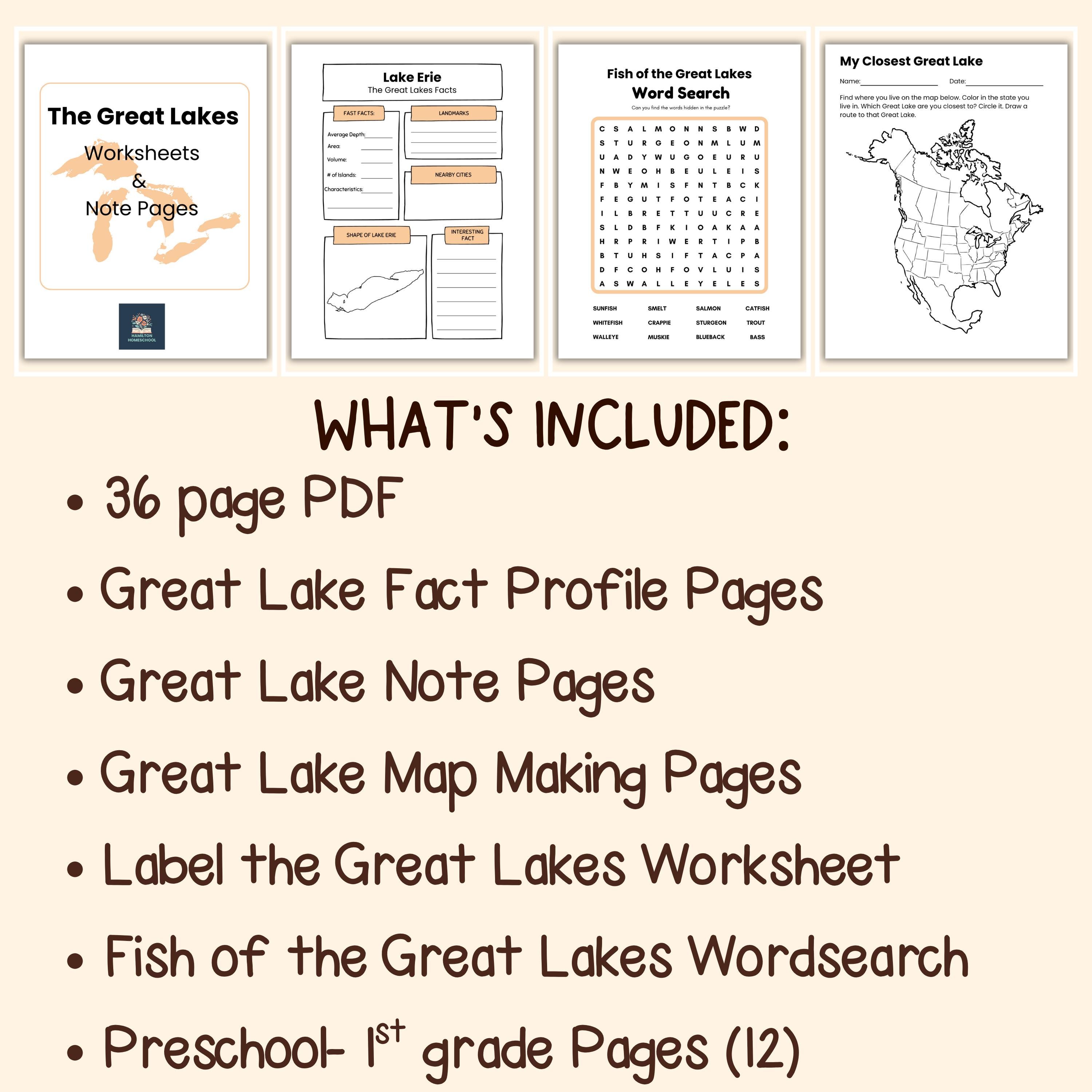 Great Lakes Worksheets and Note Pages North American Great Lakes ...
