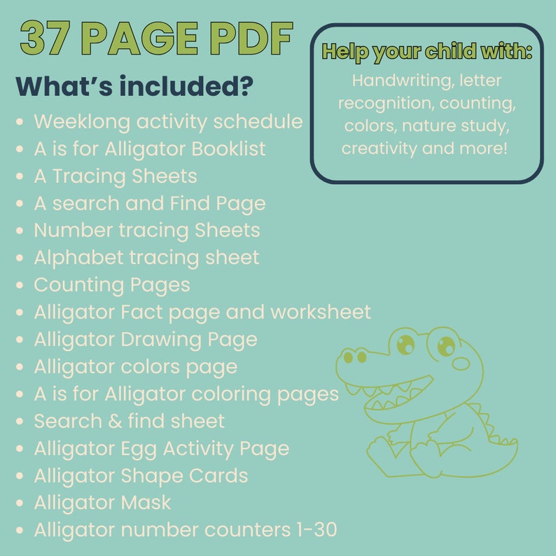 Alligator Preschool Activity Pack A is for Alligator Letter A Week ...