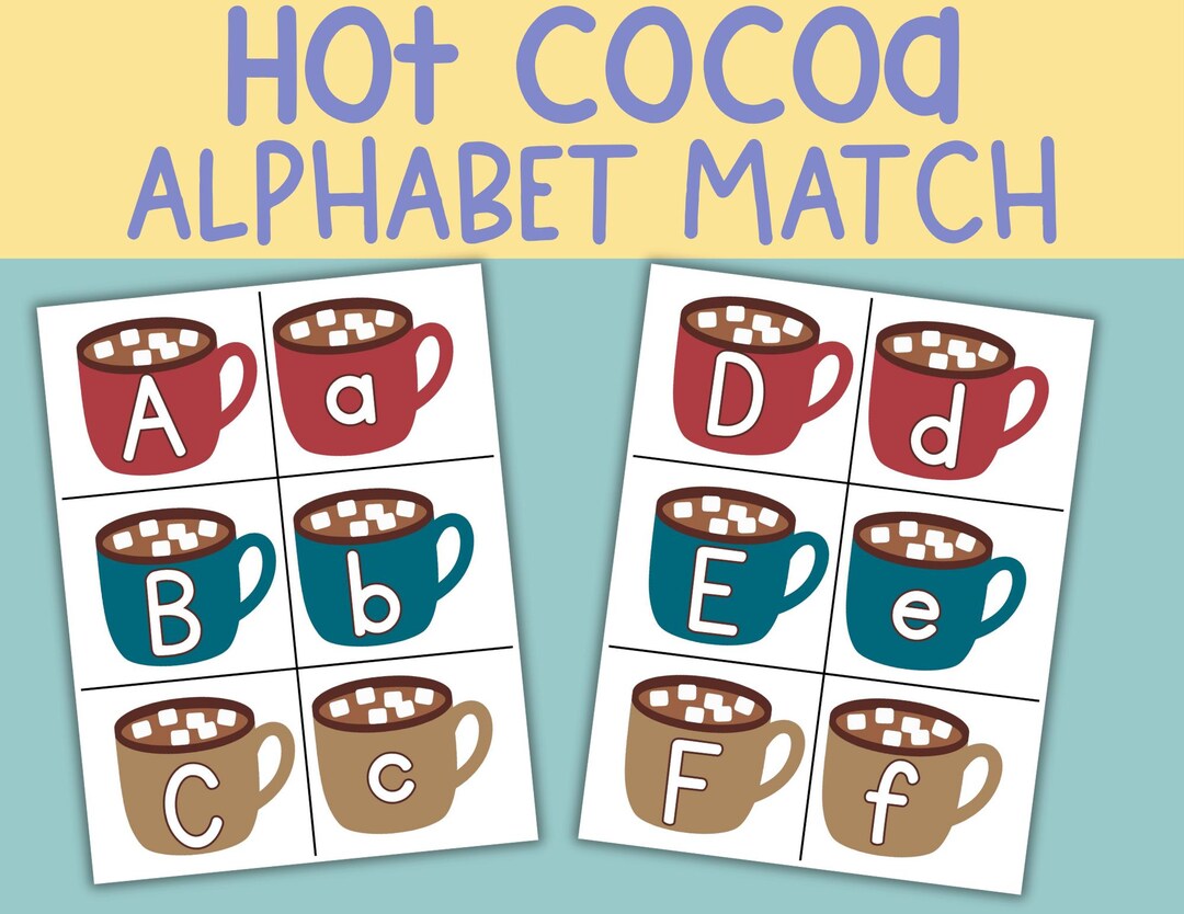 Hot Cocoa Alphabet Matching Game: ABC Learning Cards Winter Hot ...