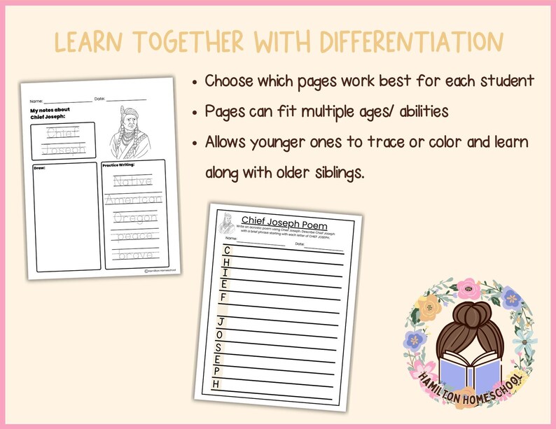 Chief Joseph Worksheets and Note Pages Native American Homeschool ...