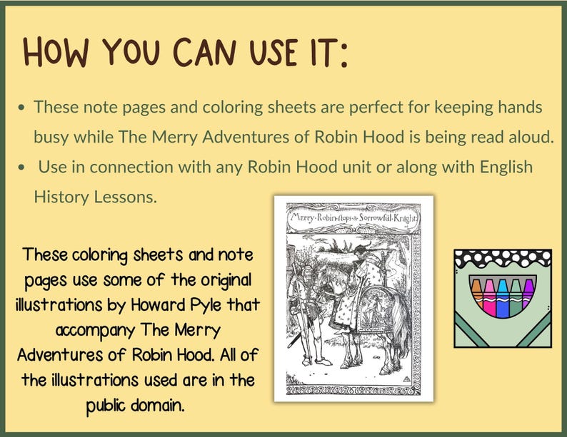 Robin Hood Vocabulary & Coloring Pages Bundle (PDF) - Etsy