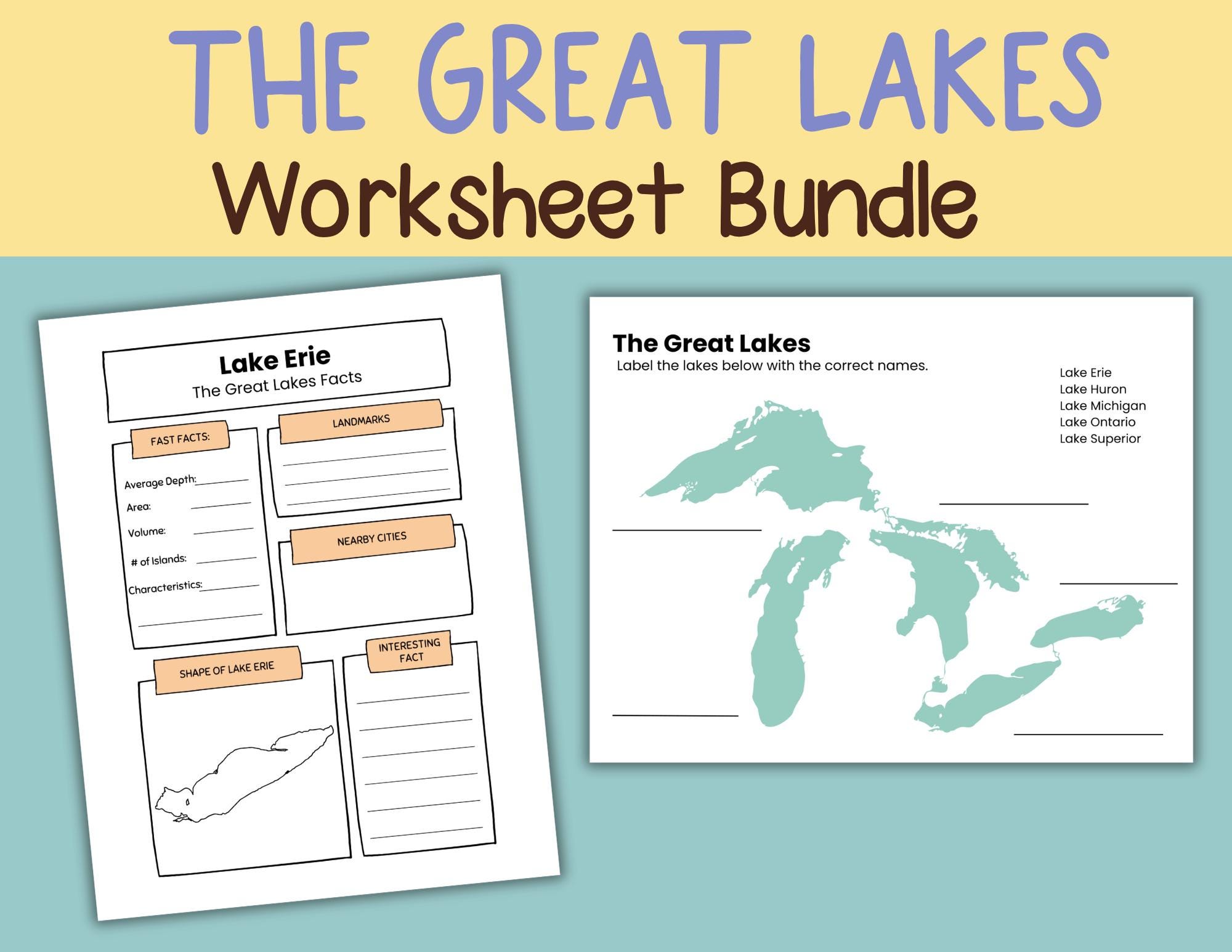Great Lakes Worksheets and Note Pages North American Great Lakes ...