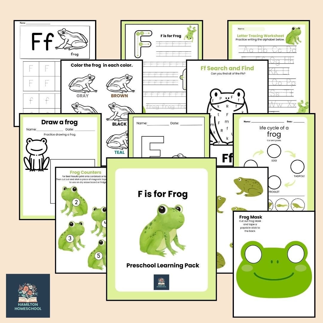 Frog Preschool Activity Sheets Frog Theme F is for Frog Activities ...