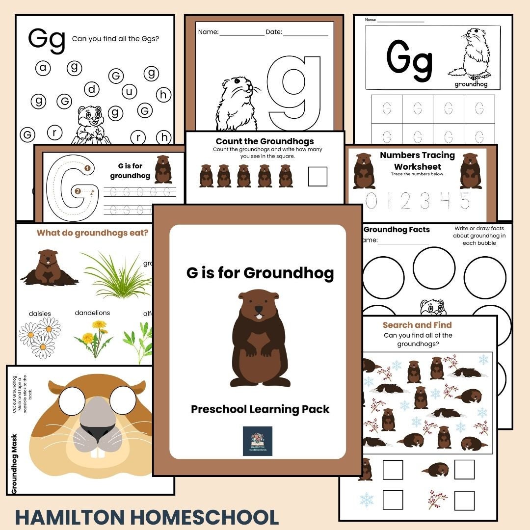 Groundhog Preschool Activity Bundle Worksheets Kindergarten Workbook ...
