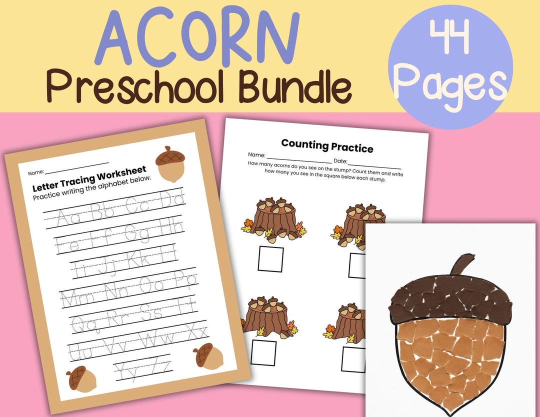 Acorn Preschool Activity Pack: Letter A, Crafts, Counting (PDF Download ...