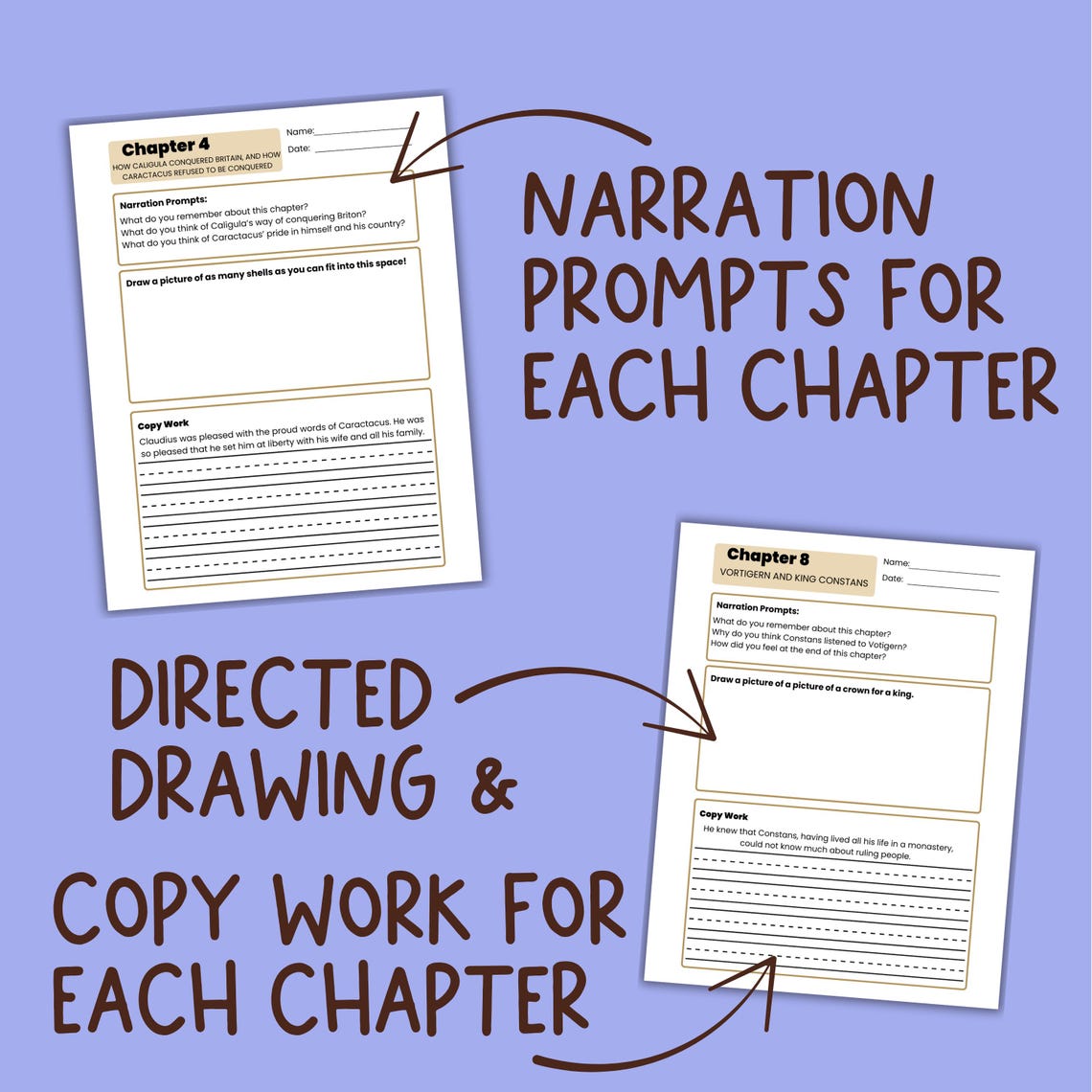 Our Island Story Worksheets: Charlotte Mason Year 1, Copywork & Visual ...