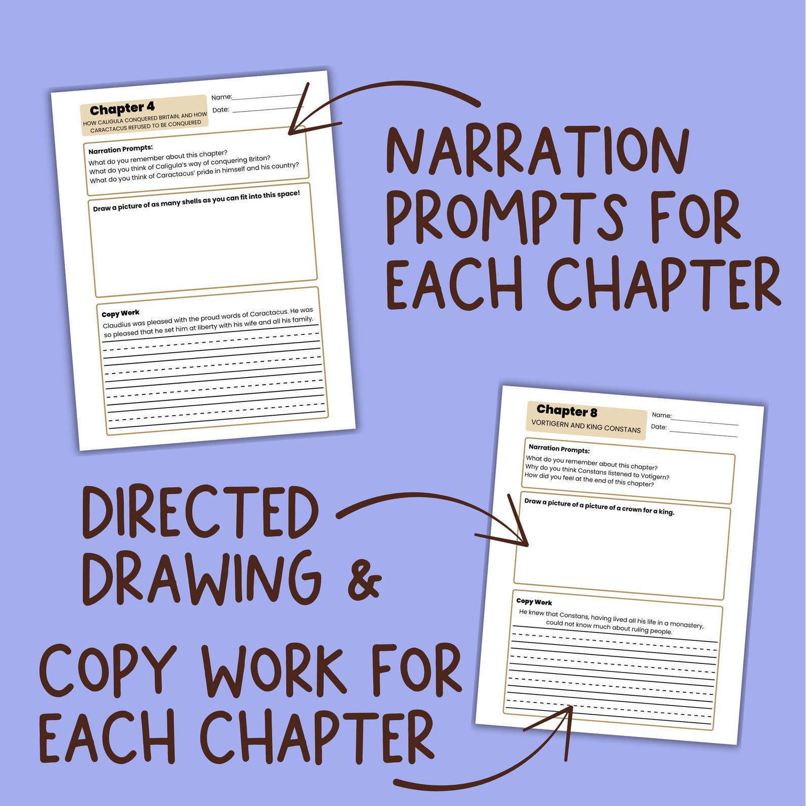 Our Island Story Worksheets: Charlotte Mason Year 1, Copywork & Visual ...