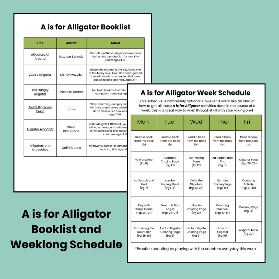 Alligator Preschool Activity Pack A is for Alligator Letter A Week ...