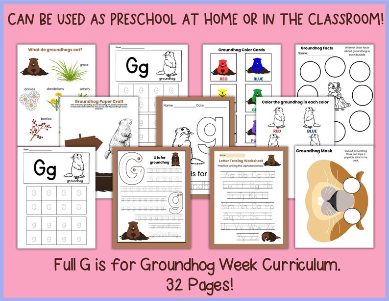 Groundhog Preschool Activity Bundle Worksheets Kindergarten Workbook ...