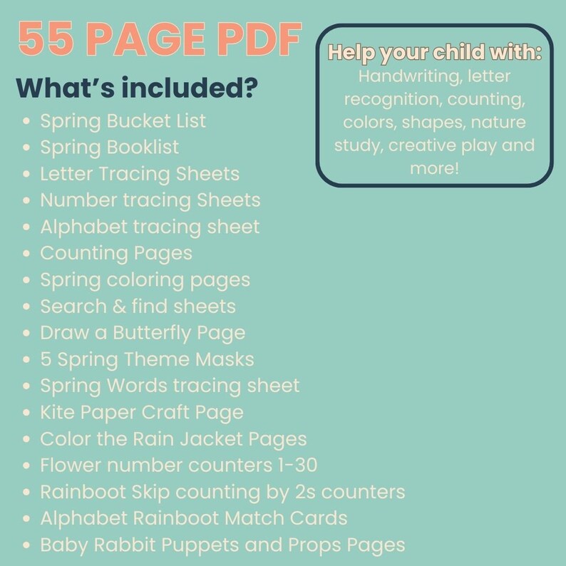 Spring Preschool Activity Sheets Bundle Worksheets Kindergarten Pre K ...