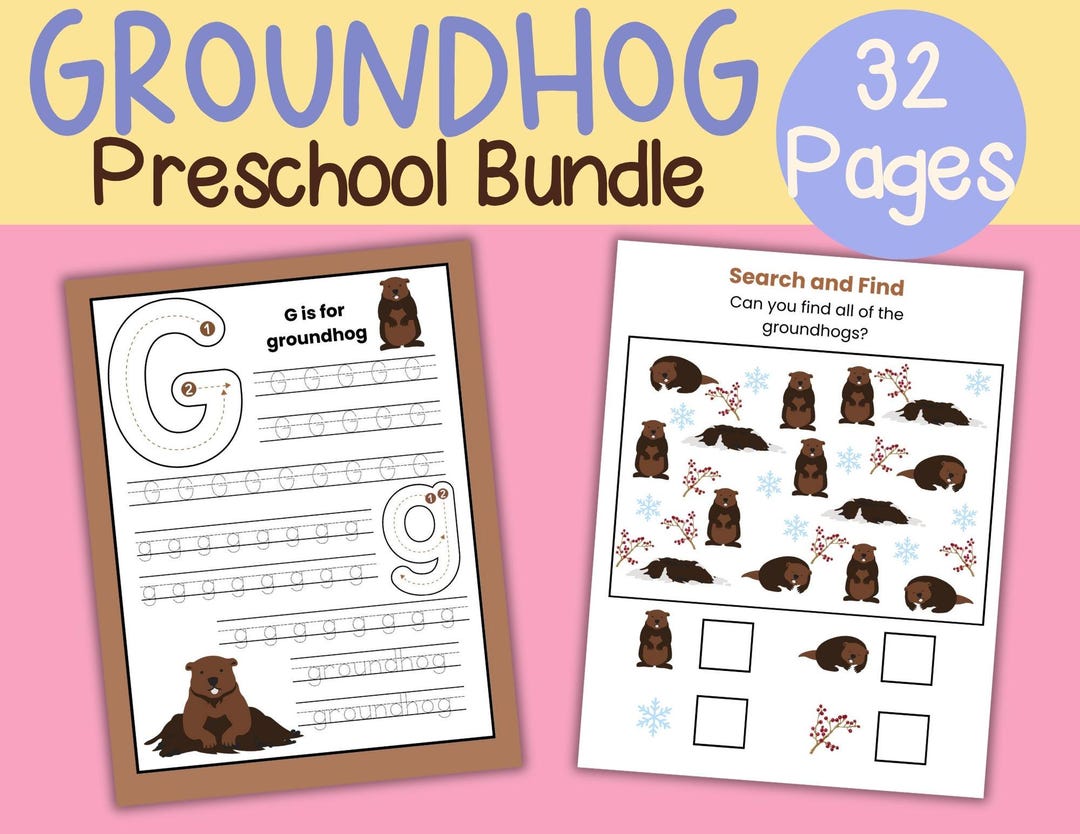Groundhog Preschool Activity Bundle Worksheets Kindergarten Workbook ...