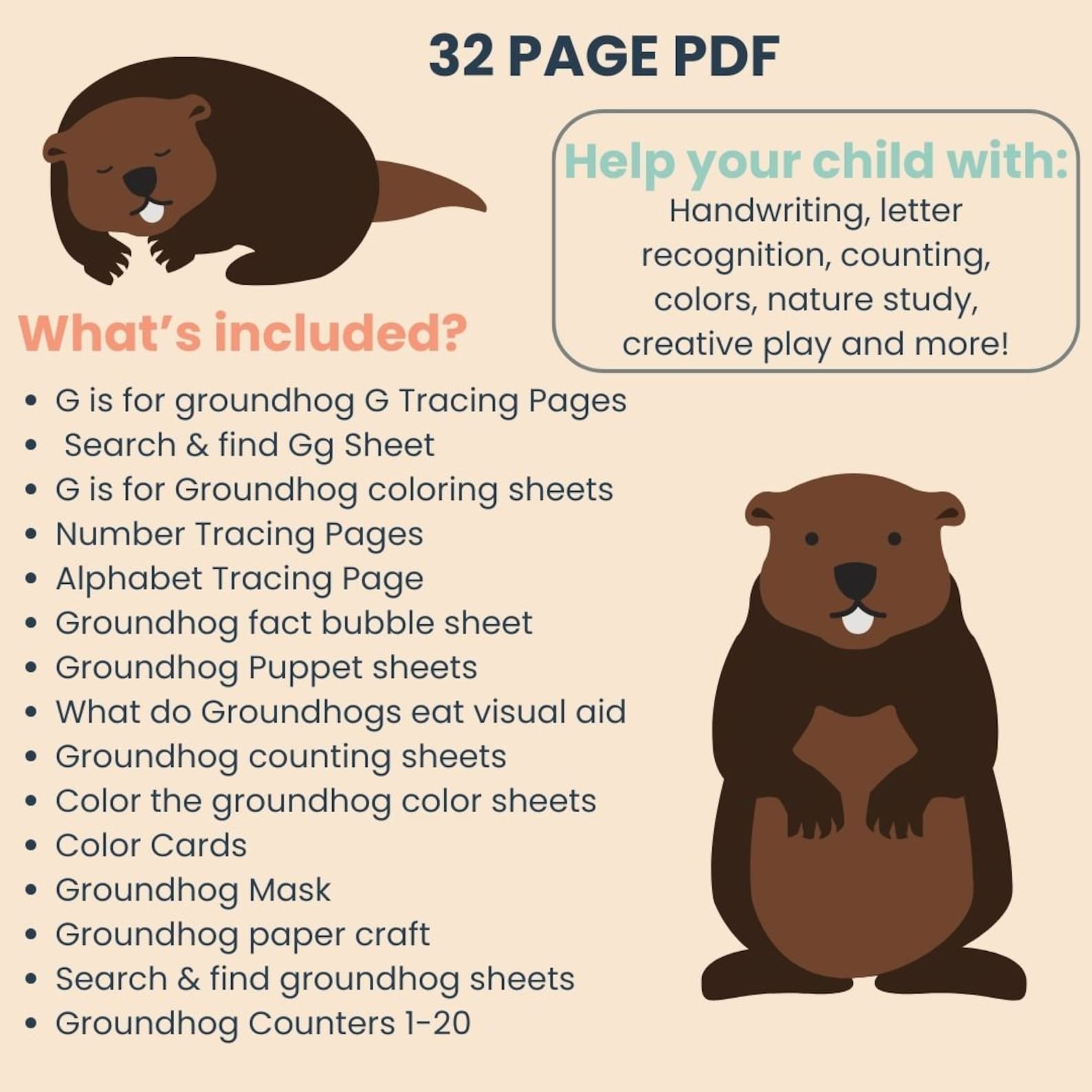 Groundhog Preschool Activity Bundle Worksheets Kindergarten Workbook ...