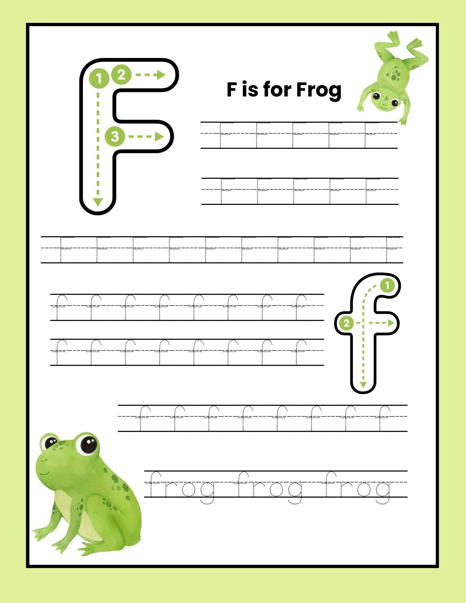 Frog Preschool Activity Sheets Frog Theme F is for Frog Activities Worksheets Workbook ...