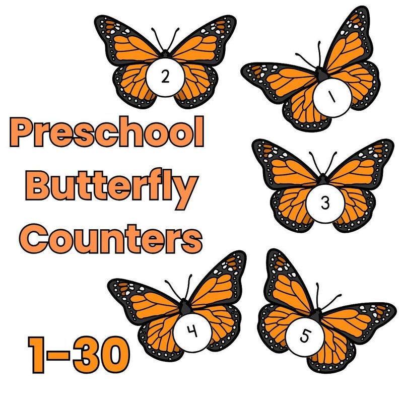 Butterfly Number Counters 1-30 Preschool Kindergarten Math Manipulative ...