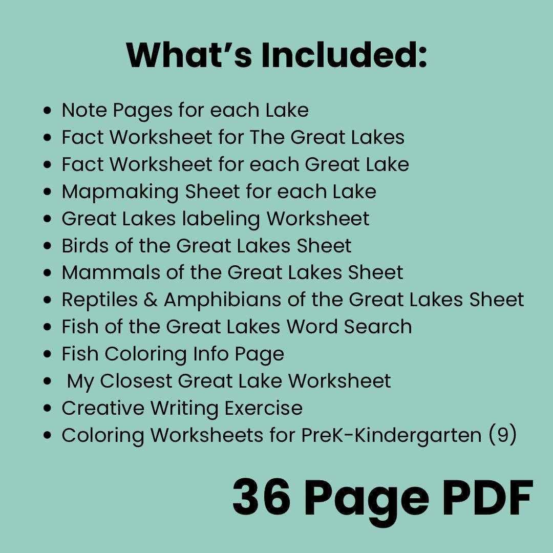 Great Lakes Worksheets and Note Pages North American Great Lakes ...