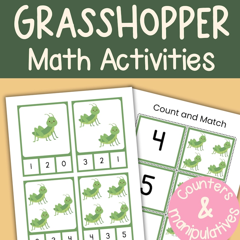 Grasshopper Math Activity Bundle: Preschool Counting Games (PDF ...