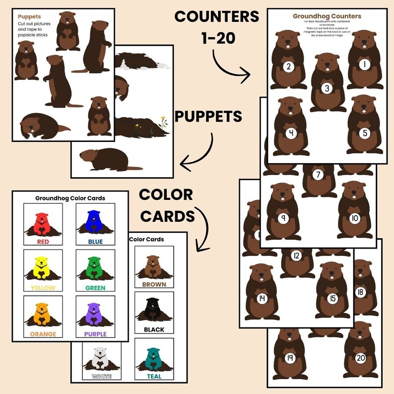 Groundhog Preschool Activity Bundle Worksheets Kindergarten Workbook ...