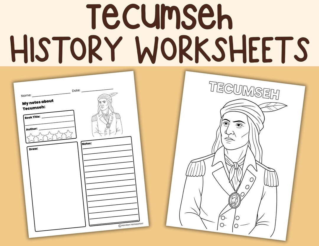 Tecumseh Worksheets and Note Pages Native American Homeschool History ...