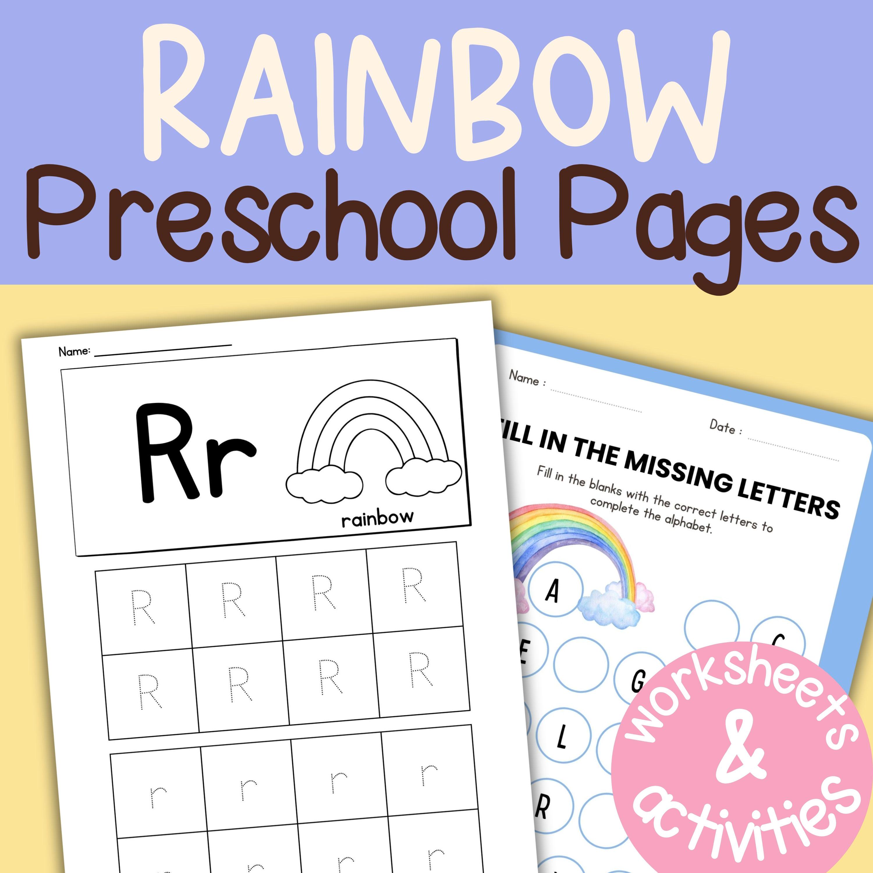 Rainbow Preschool Activity Sheet Bundle Kindergarten Pre K Week Long ...