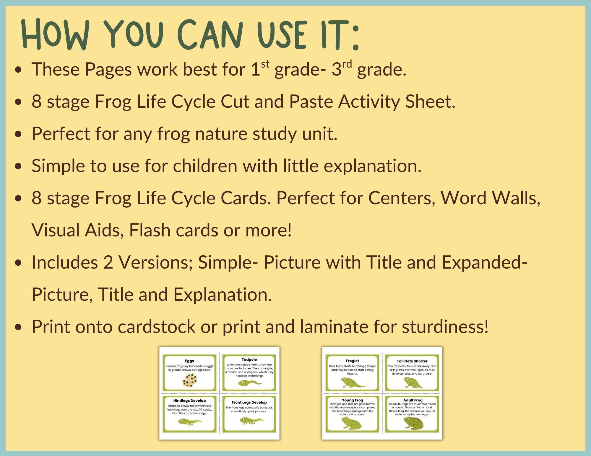Frog Life Cycle Bundle Worksheet and Cards Cut & Paste Activity Flash ...