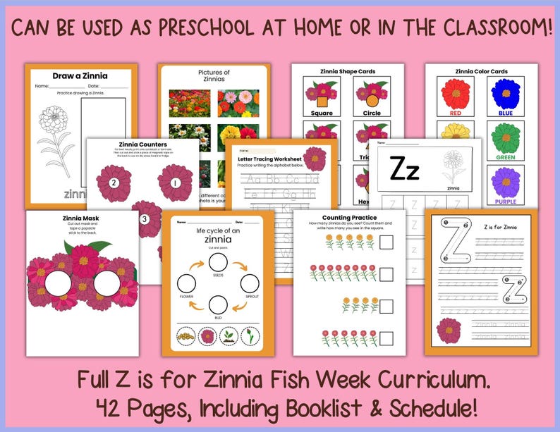 Zinnia Preschool Activity Bundle: Letter Z Worksheets (PDF Download) - Etsy