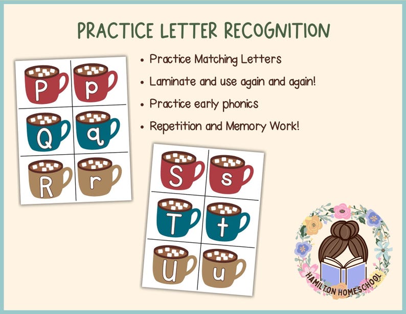 Hot Cocoa Alphabet Matching Game: ABC Learning Cards Winter Hot ...