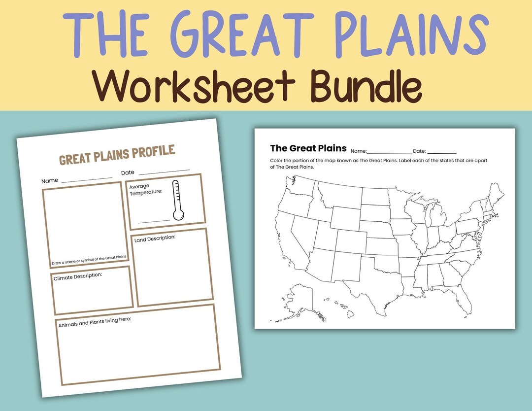 The Great Plains Worksheets & Note Pages Geography and History Unit ...