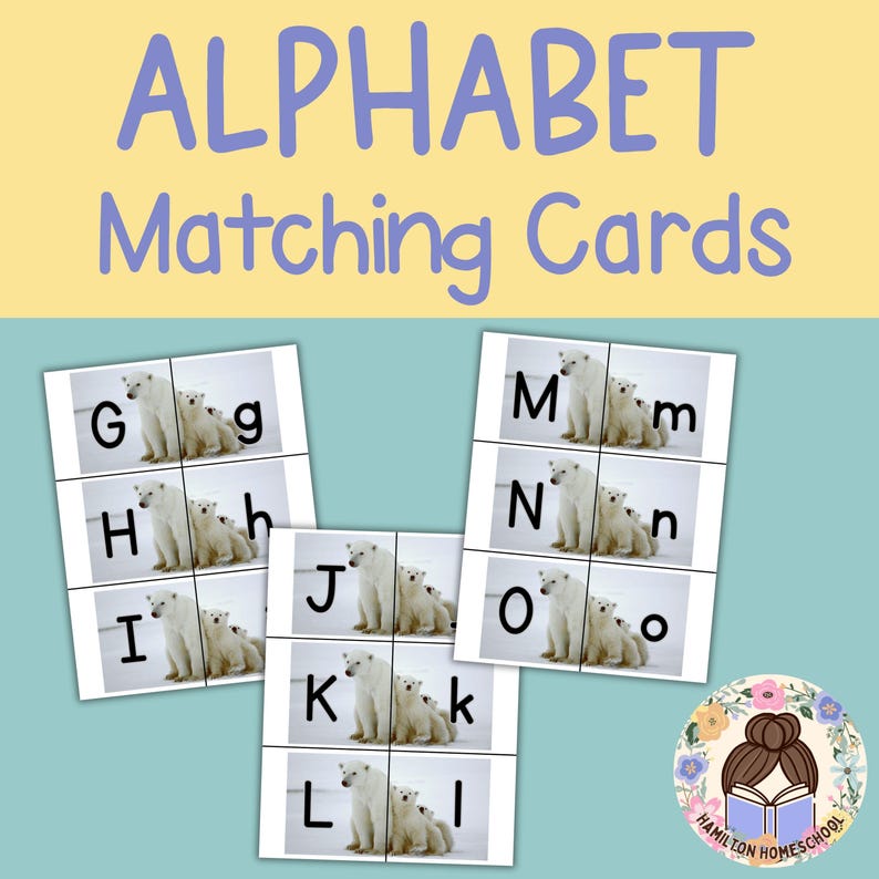 Polar Bear Alphabet Matching Game: ABC Learning Cards Montessori - Etsy