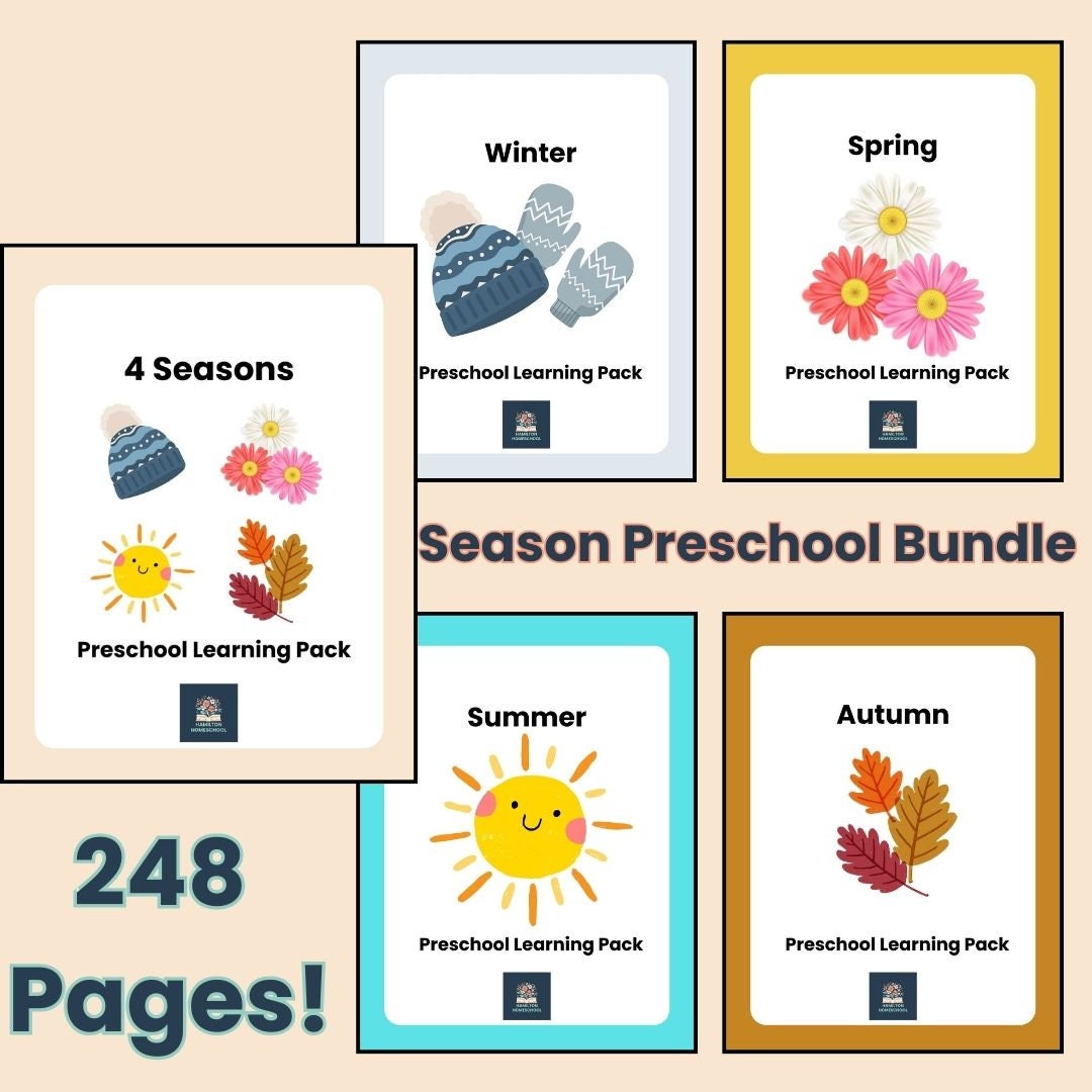 Seasons Preschool Worksheets Bundle 4 Seasons Pre-k Kindergarten ...