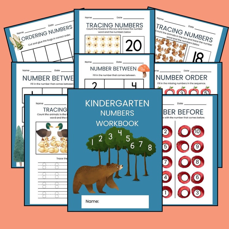 Forest Kindergarten Math Workbook Bundle Numbers Addition Subtraction ...