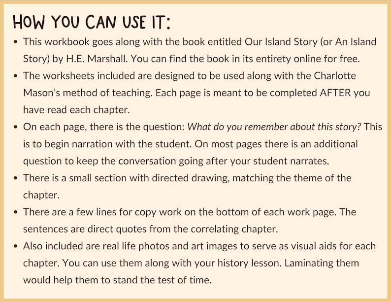 Our Island Story Worksheets: Charlotte Mason Year 1, Copywork & Visual ...