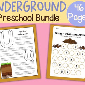 Underground Preschool Activity Sheets Letter U Week Kindergarten Pre-k ...