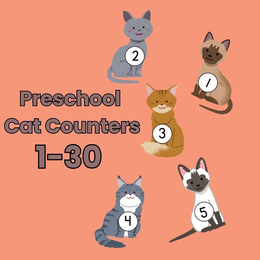 Preschool Cat Counters 1-30 Cat Theme Counting Math Manipulative ...