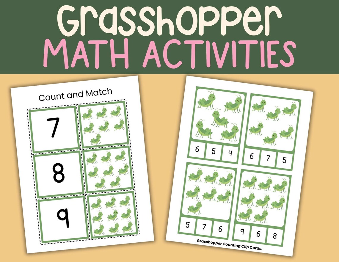 Grasshopper Math Activity Bundle: Preschool Counting Games (PDF ...
