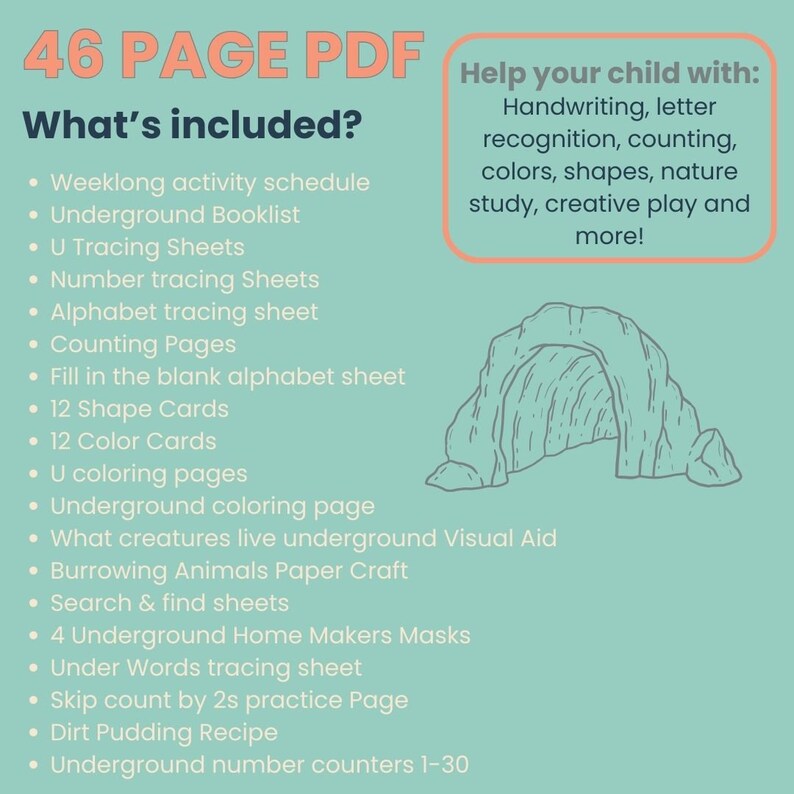 Underground Preschool Activity Sheets Letter U Week Kindergarten Pre-k ...