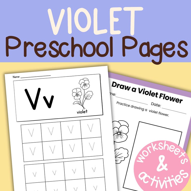 Violet Preschool Activity Sheets Bundle V is for Violet Letter Week ...
