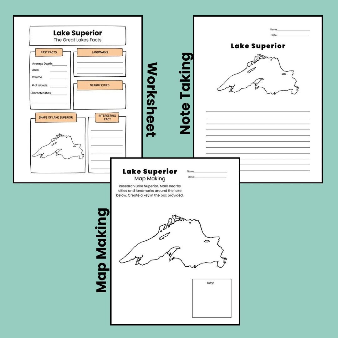 Great Lakes Worksheets and Note Pages North American Great Lakes ...
