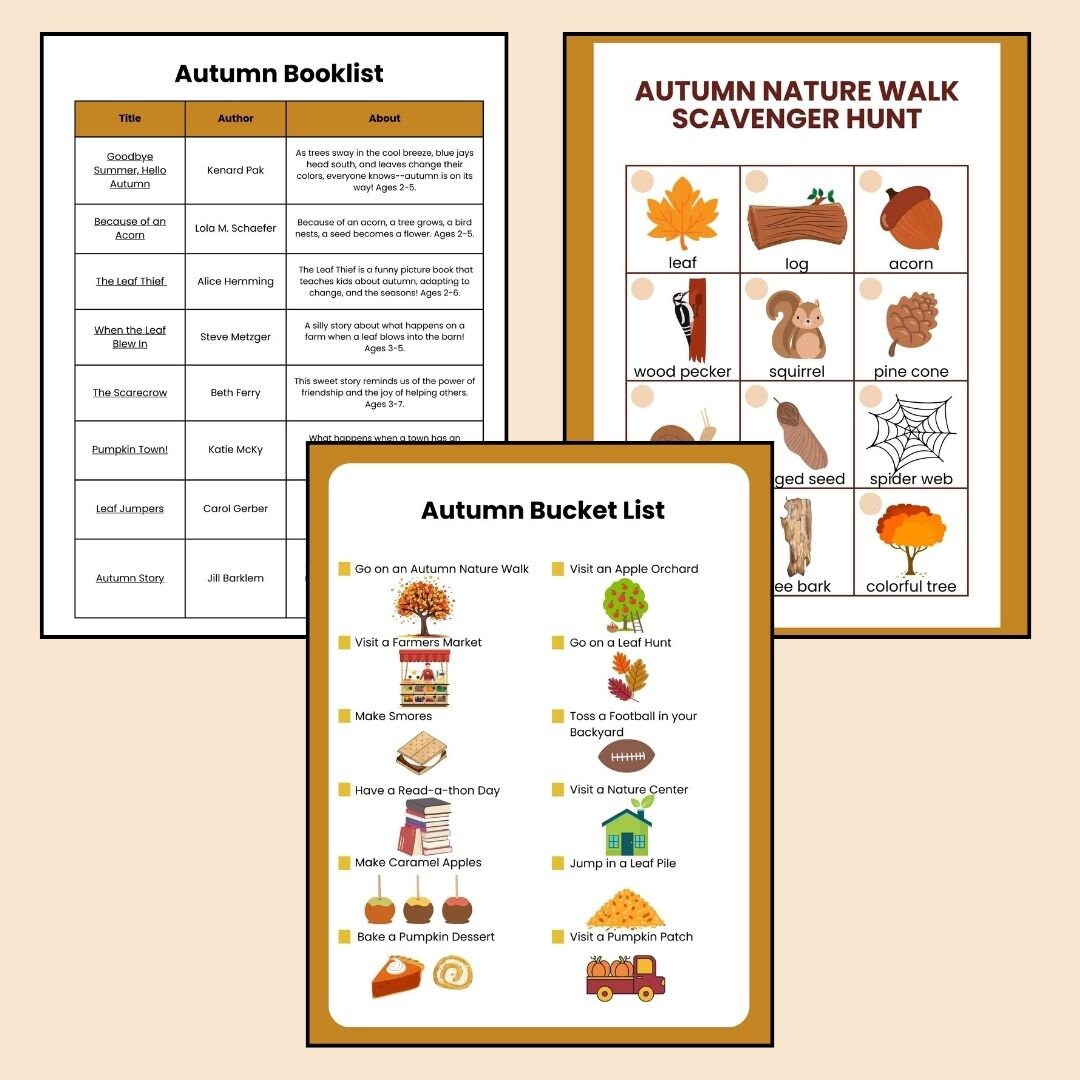 Autumn Preschool Activity Sheets Bundle Fall Time Worksheets Pre-k ...