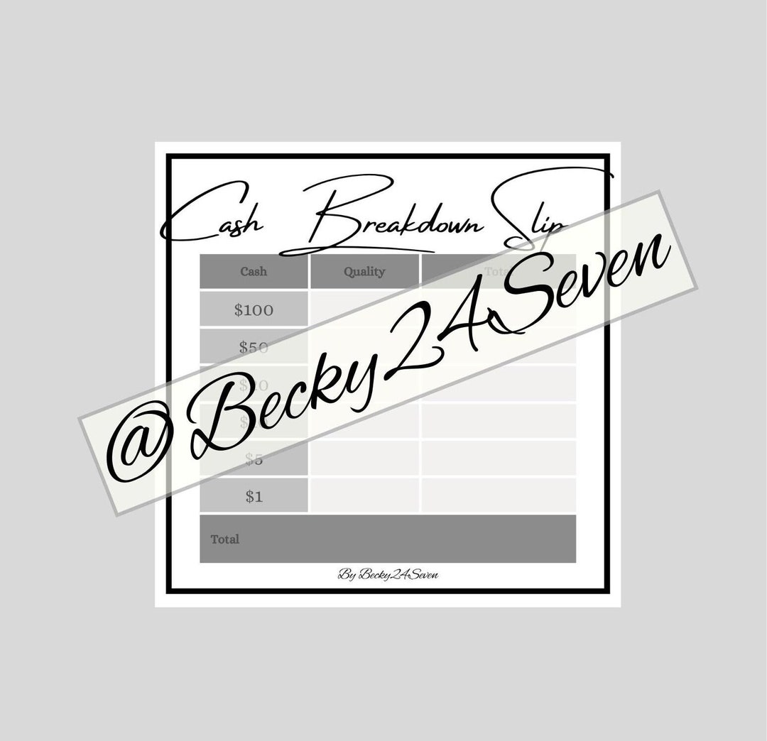 Large Cash Breakdown Slips Black teller Sheets Cash Withdrawal Cash ...