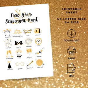 New Year’s Eve Scavenger Hunt, New Year’s Eve Party Game, New Year’s ...
