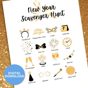 New Year’s Eve Scavenger Hunt, New Year’s Eve Party Game, New Year’s ...