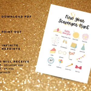 New Year’s Eve Scavenger Hunt, New Year’s Eve Party Game, New Year’s ...