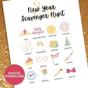 New Year’s Eve Scavenger Hunt, New Year’s Eve Party Game, New Year’s ...
