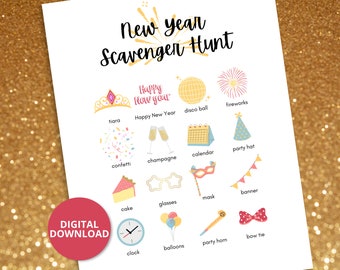 New Year’s Eve Scavenger Hunt, New Year’s Eve Party Game, New Year’s ...